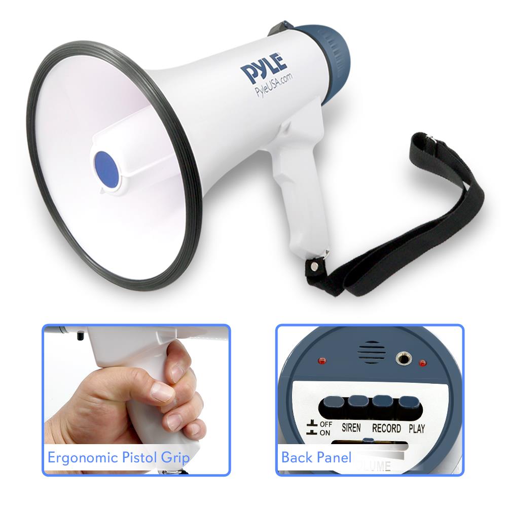 Pyle Pro Professional Dynamic Megaphone With Recording Detachable ...