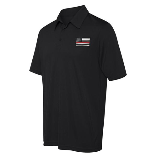 Polyester Sport Polo - Embroidered Thin Red Line American Flag-TBL-TRL ...